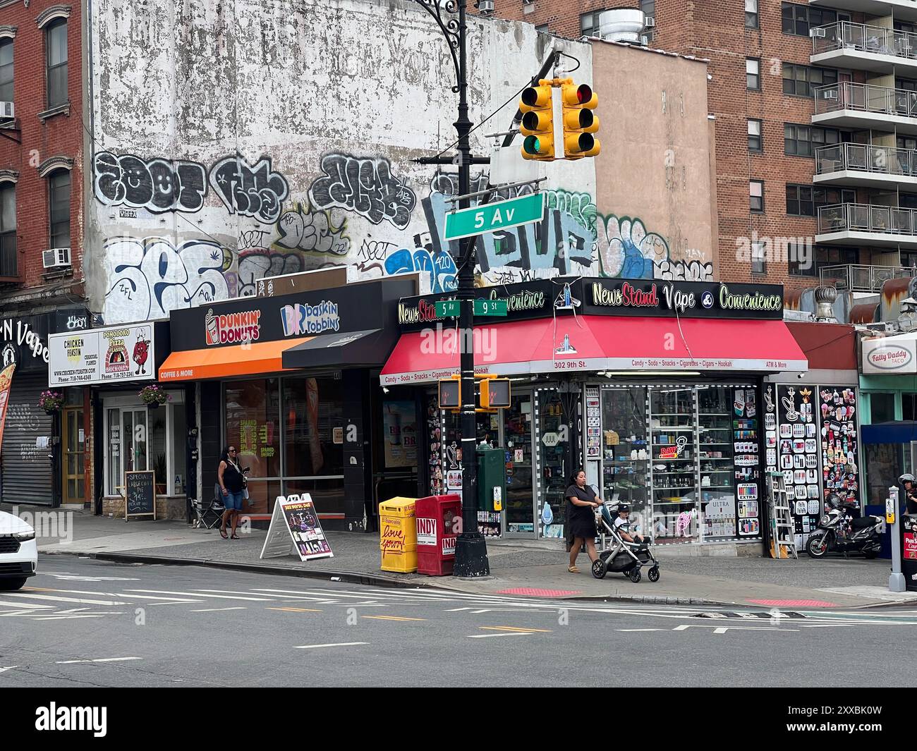 Corner of 5th Avenue and 9th Street in an urban looking section of the ...