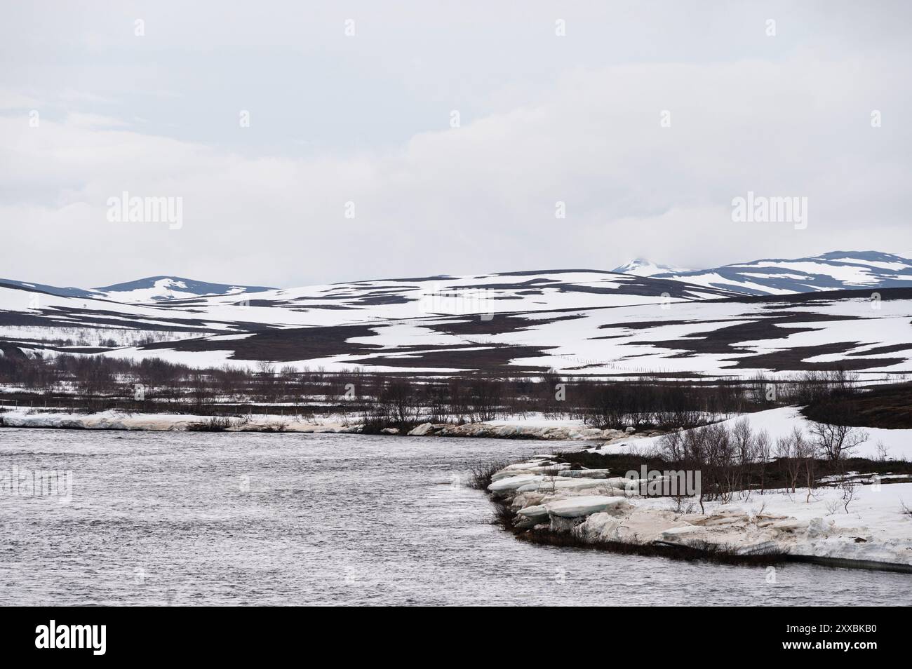 nordic landscape along the road from Alta to the Island of Mageroya ...