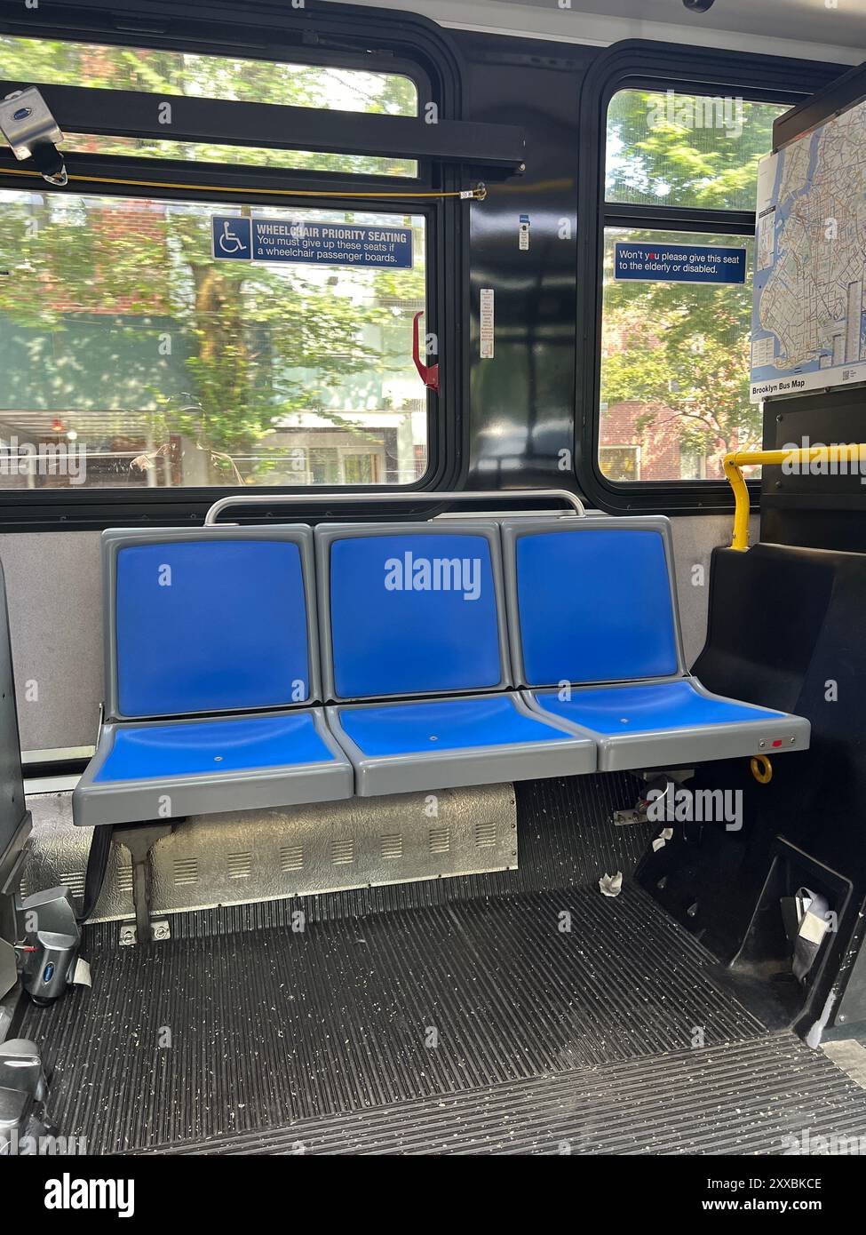 Empty seats on an MTA City Bus in Brooklyn, New York Stock Photo - Alamy