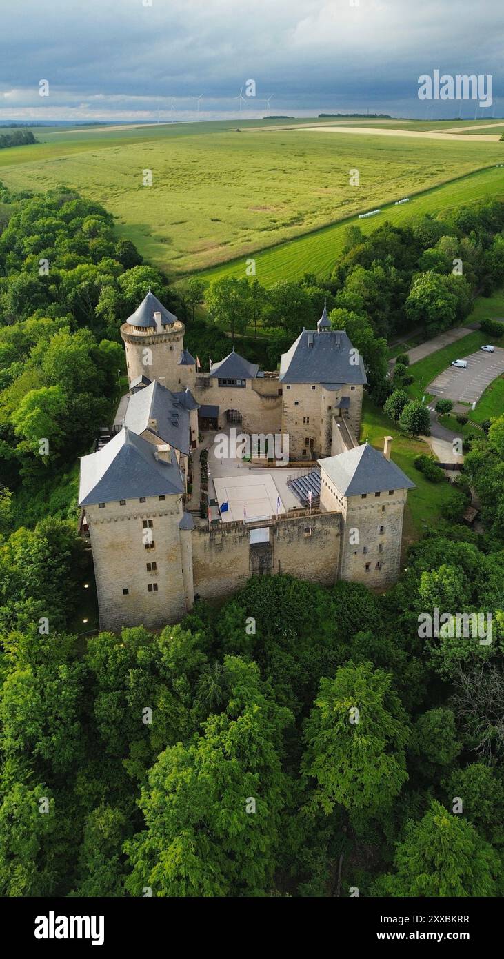 drone photo Malbrouck castle France europe Stock Photo - Alamy