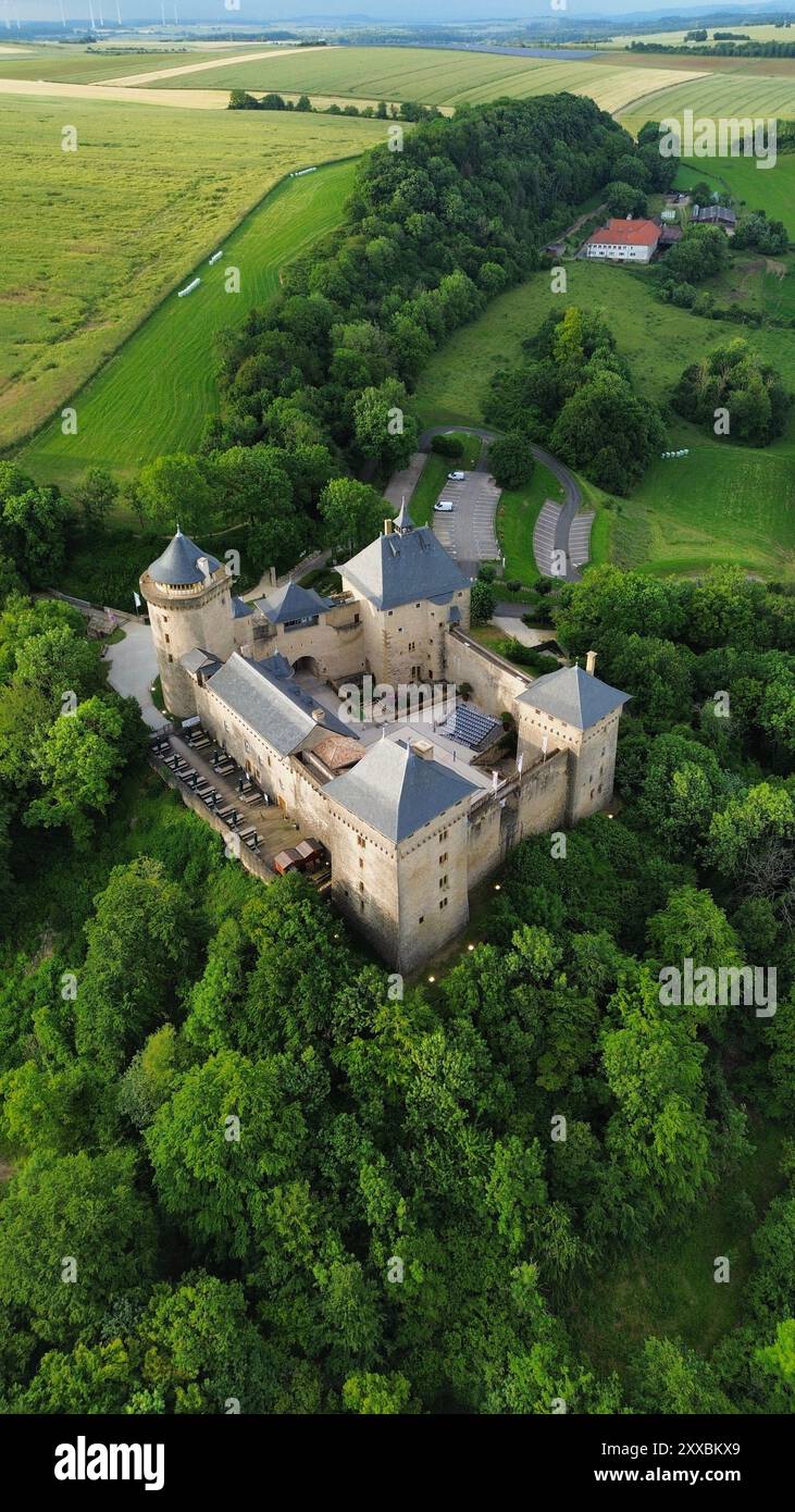 drone photo Malbrouck castle France europe Stock Photo - Alamy