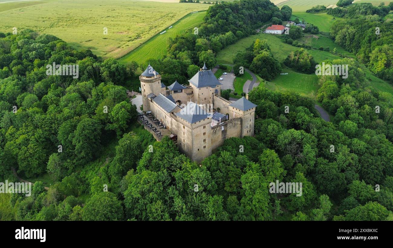 drone photo Malbrouck castle France europe Stock Photo - Alamy