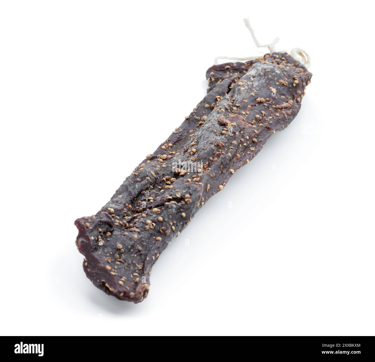 Delicacy dry smoked beef meat isolated on white Stock Photo - Alamy