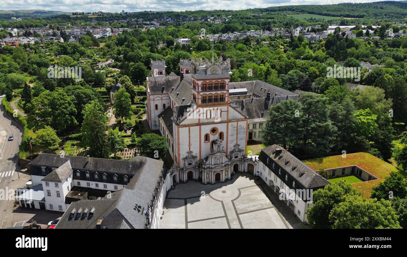drone photo Saint Matthias Abbey Trier Germany europe Stock Photo - Alamy
