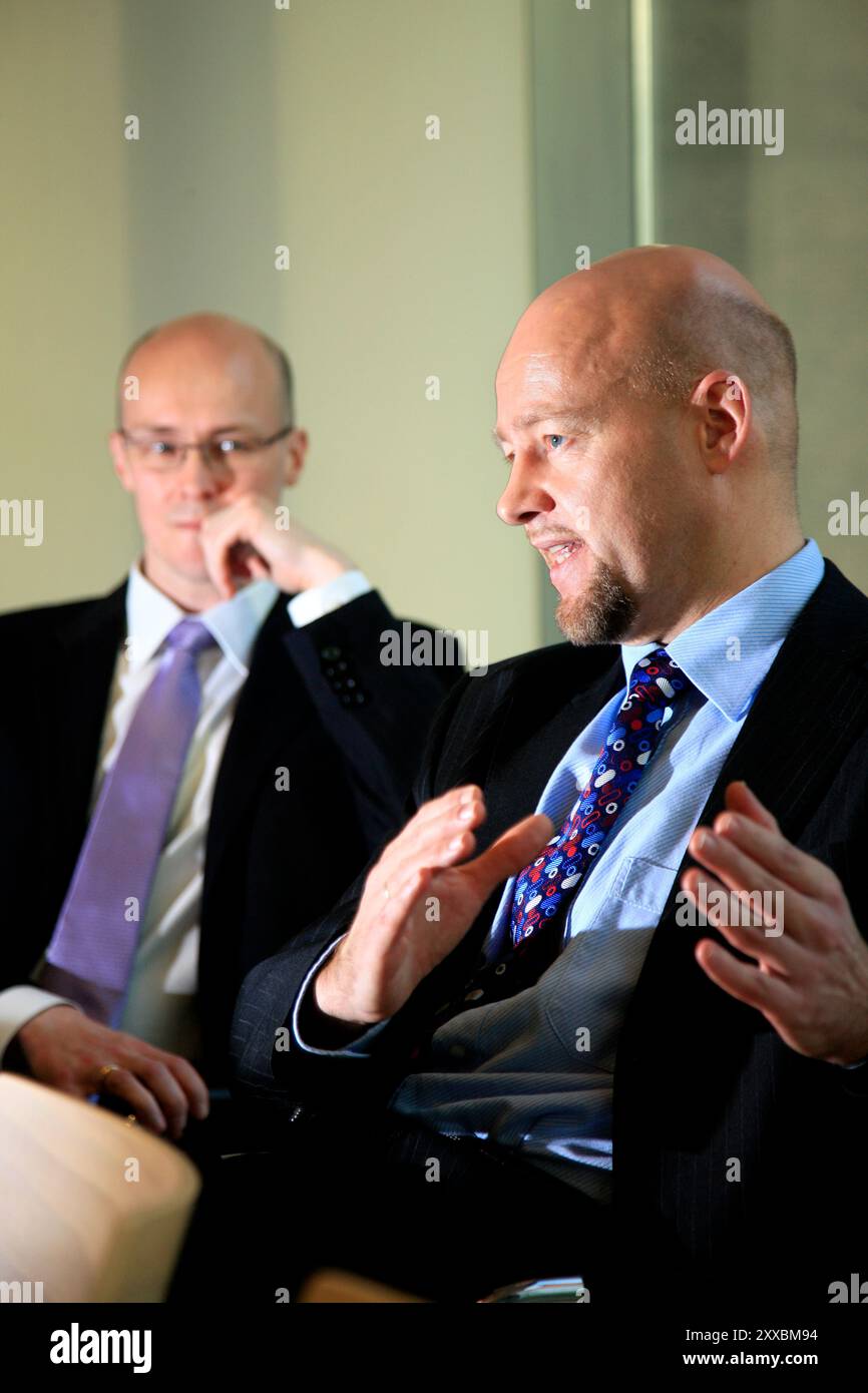 Chief Executive Officer Yngve Slyngstad and analyst Paul Markussen at ...
