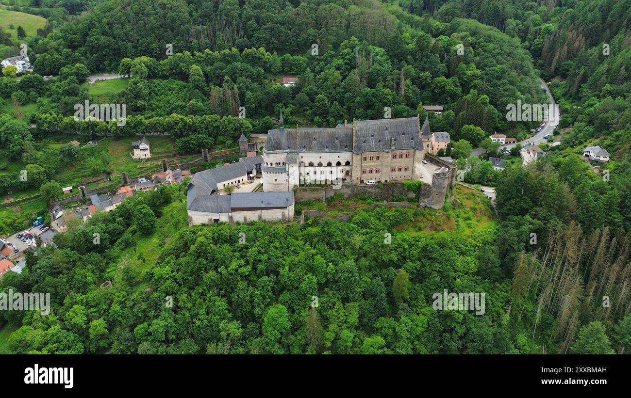 drone photo Vianden castle Luxembourg europe Stock Photo - Alamy