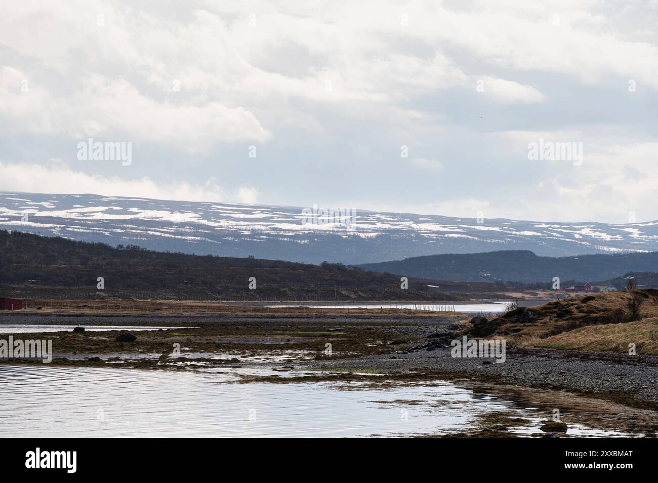 nordic landscape along the road from Alta to the Island of Mageroya ...