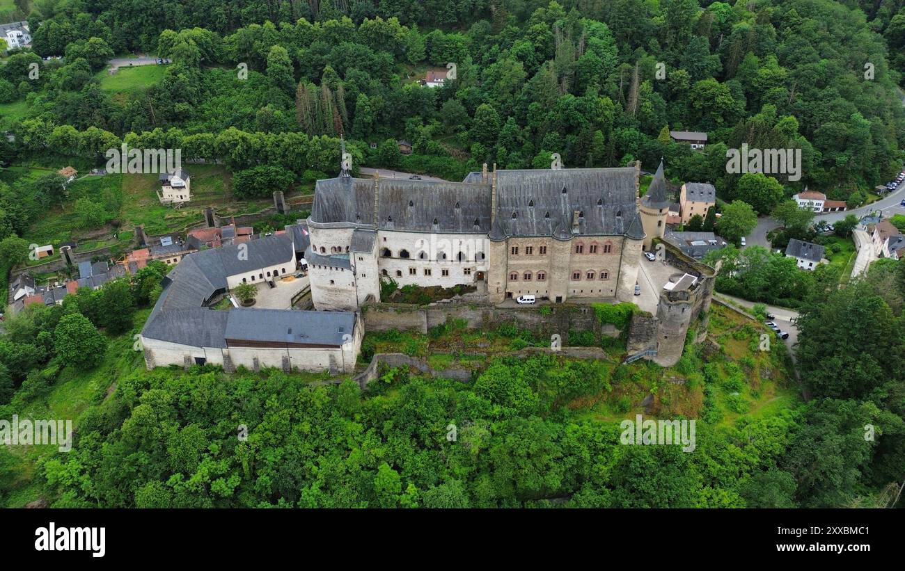 drone photo Vianden castle Luxembourg europe Stock Photo - Alamy