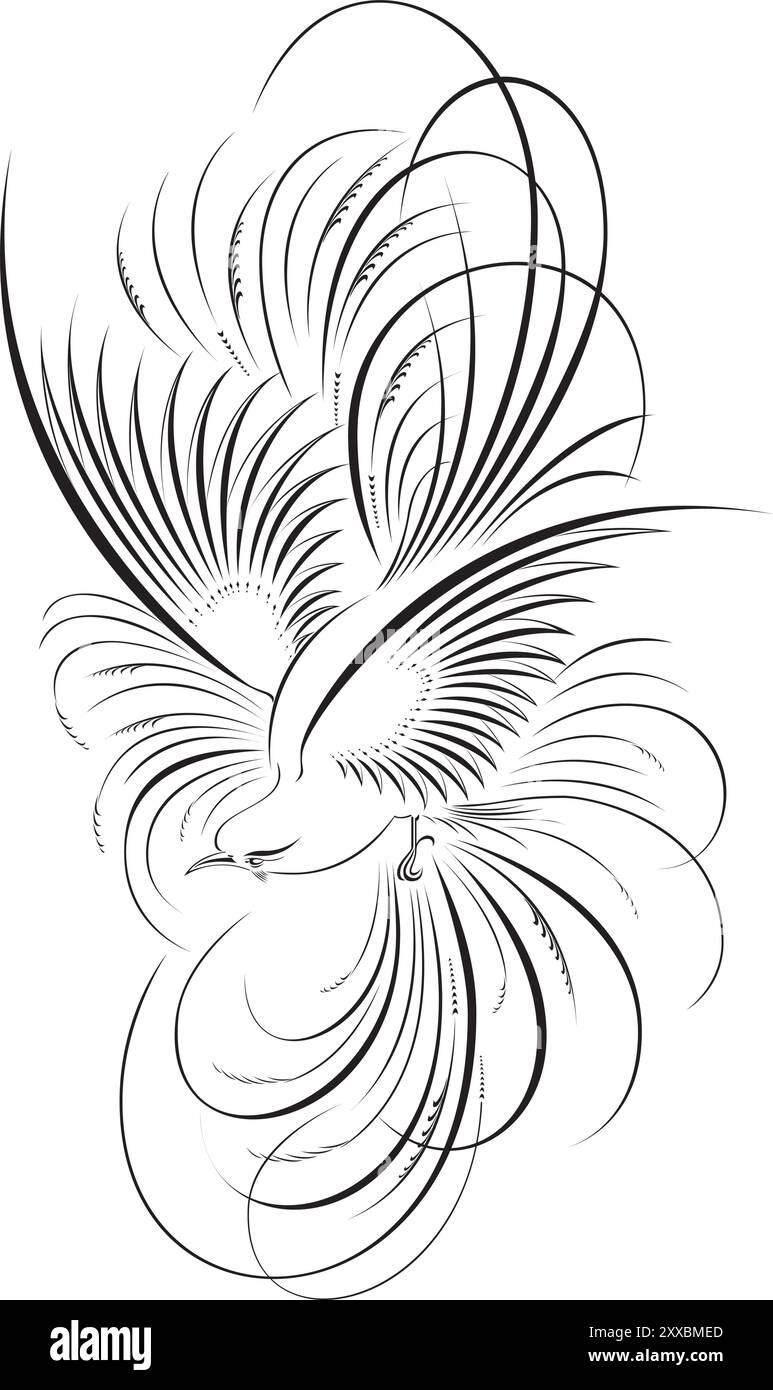 abstract bird with elegant calligraphy strokes for illustration Stock ...