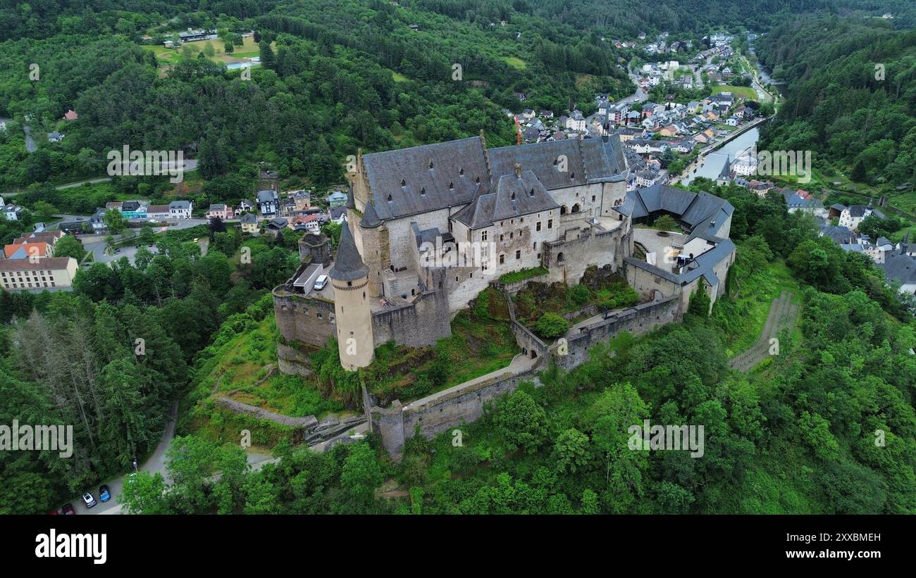 drone photo Vianden castle Luxembourg europe Stock Photo - Alamy