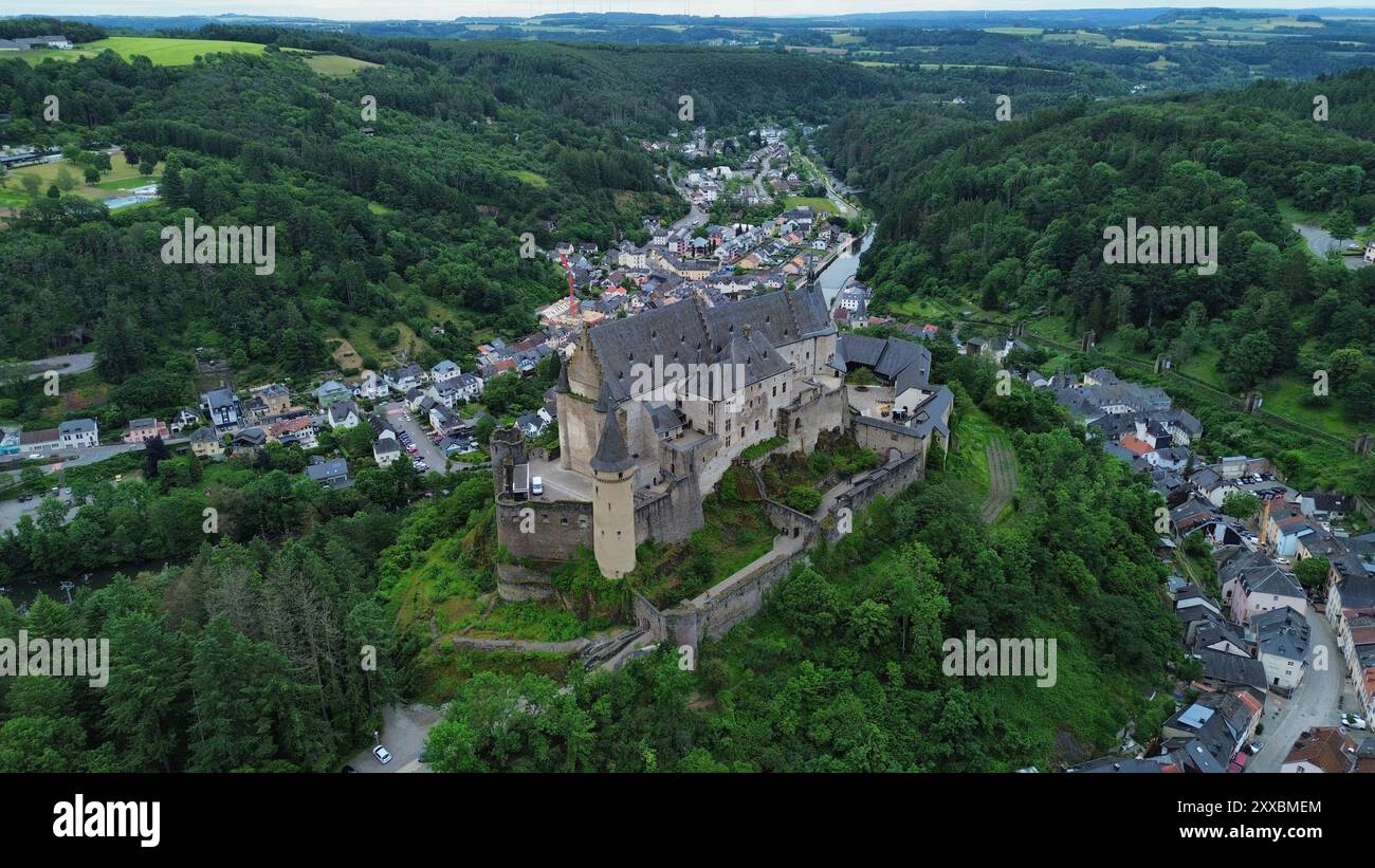 drone photo Vianden castle Luxembourg europe Stock Photo - Alamy