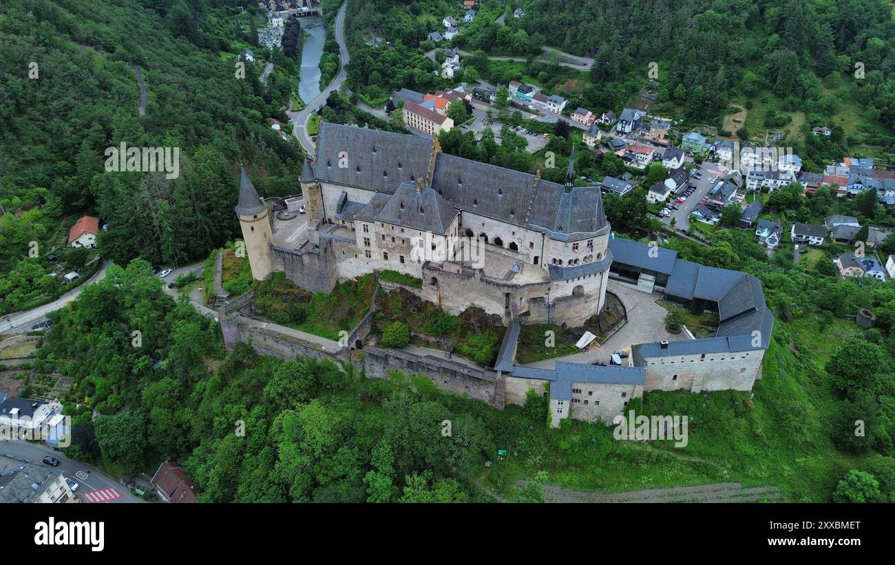drone photo Vianden castle Luxembourg europe Stock Photo - Alamy
