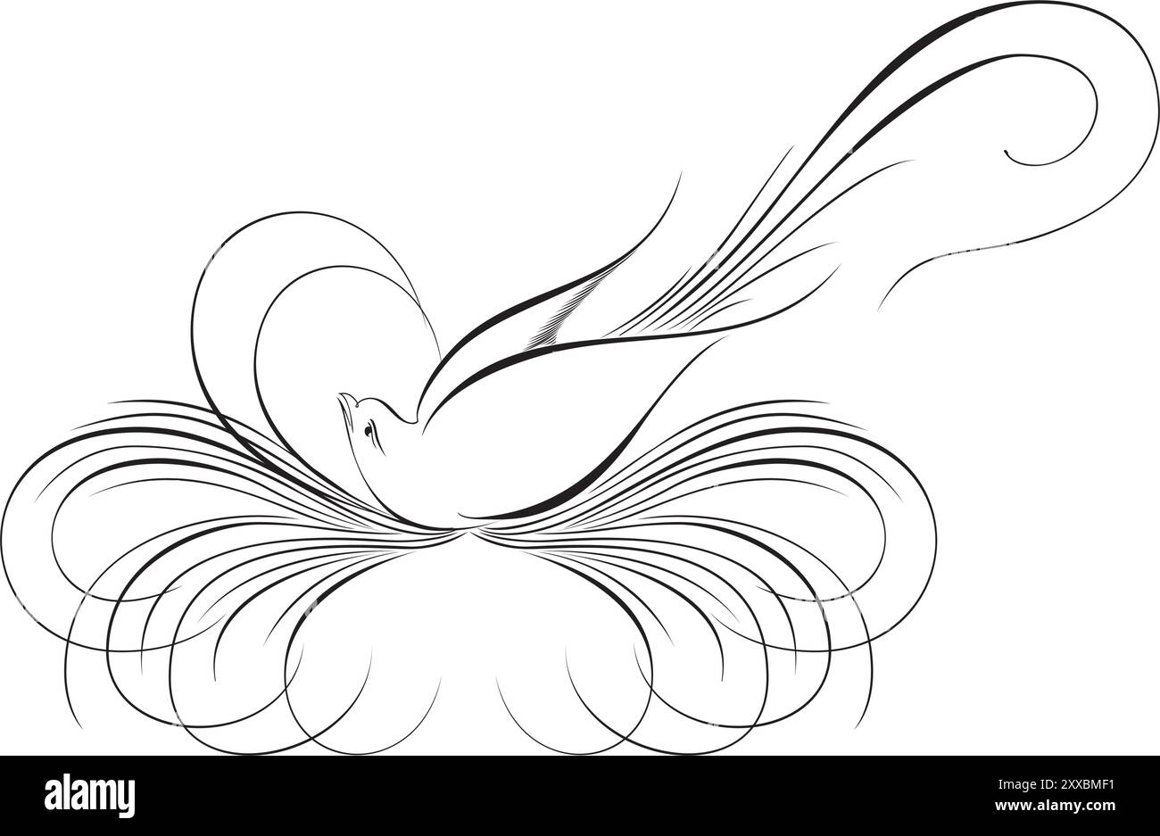 abstract bird with elegant calligraphy strokes for illustration Stock ...