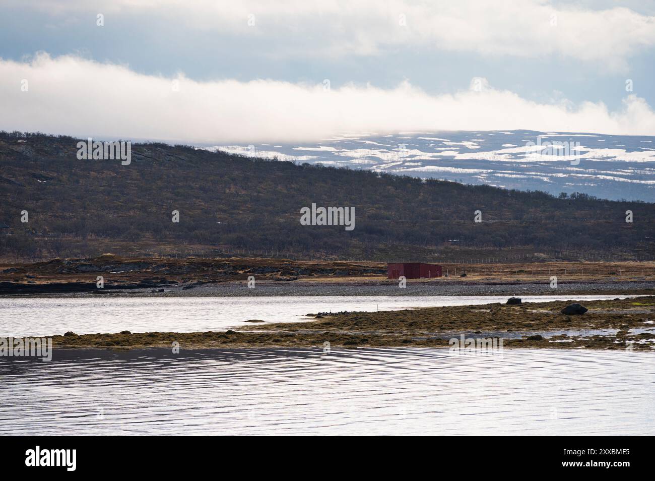 nordic landscape along the road from Alta to the Island of Mageroya ...