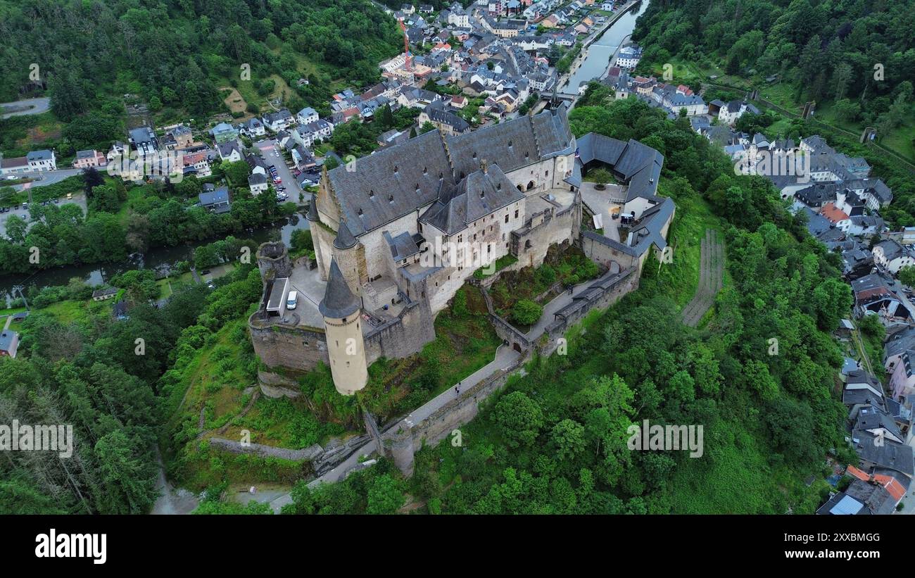 drone photo Vianden castle Luxembourg europe Stock Photo - Alamy