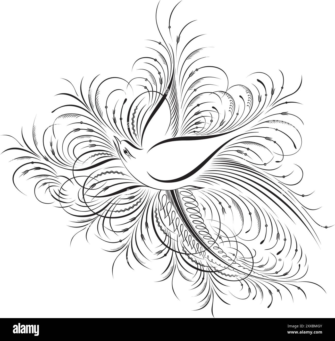 abstract bird with elegant calligraphy strokes for illustration Stock ...