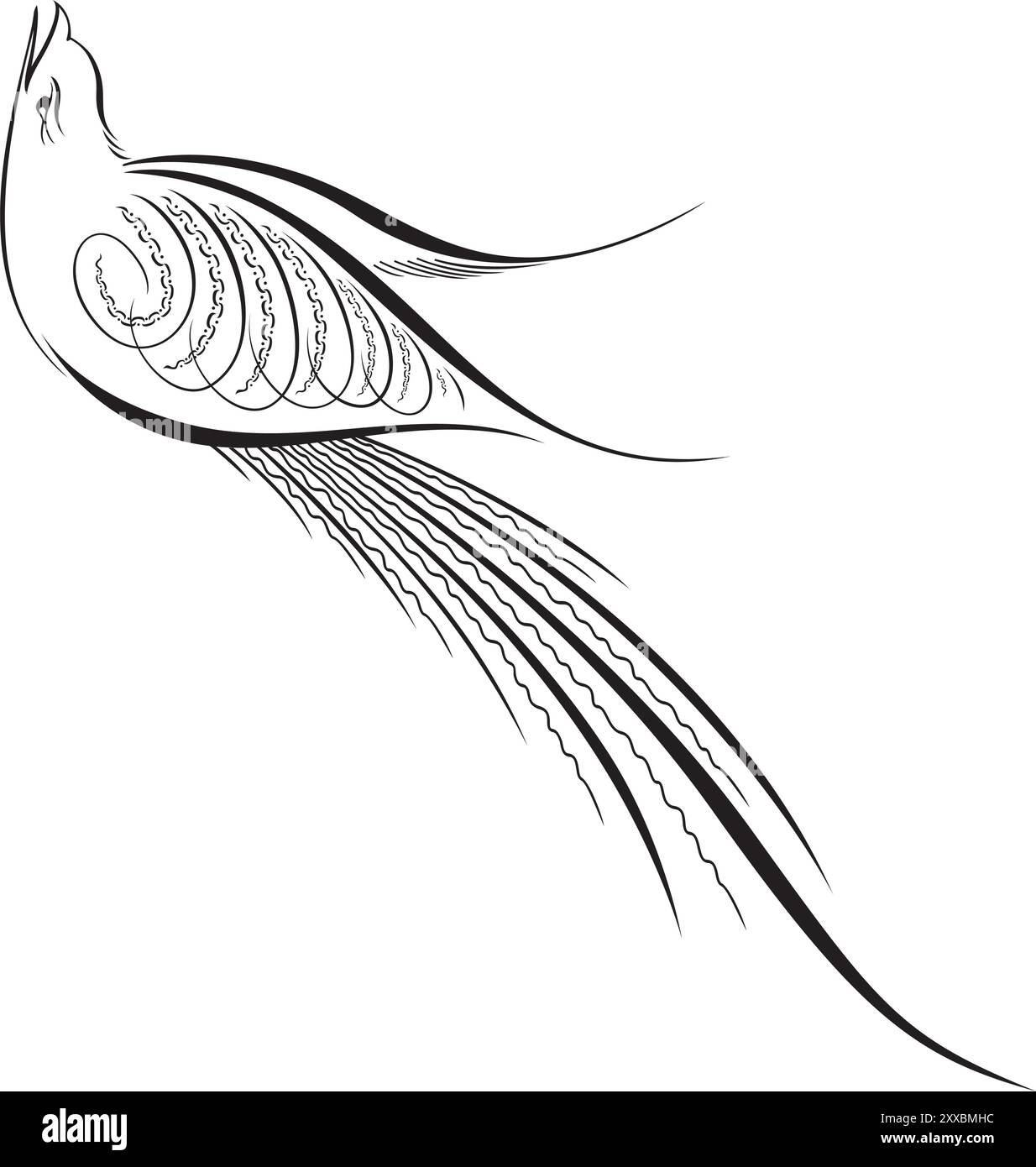 abstract bird with elegant calligraphy strokes for illustration Stock ...