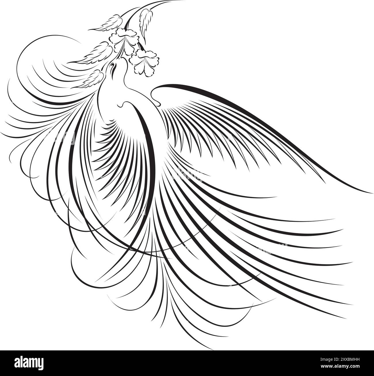 Bird with elegant calligraphy strokes hi-res stock photography and ...