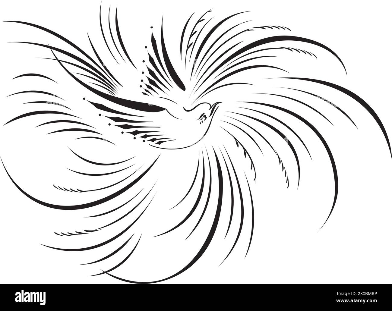 abstract bird with elegant calligraphy strokes for illustration Stock ...