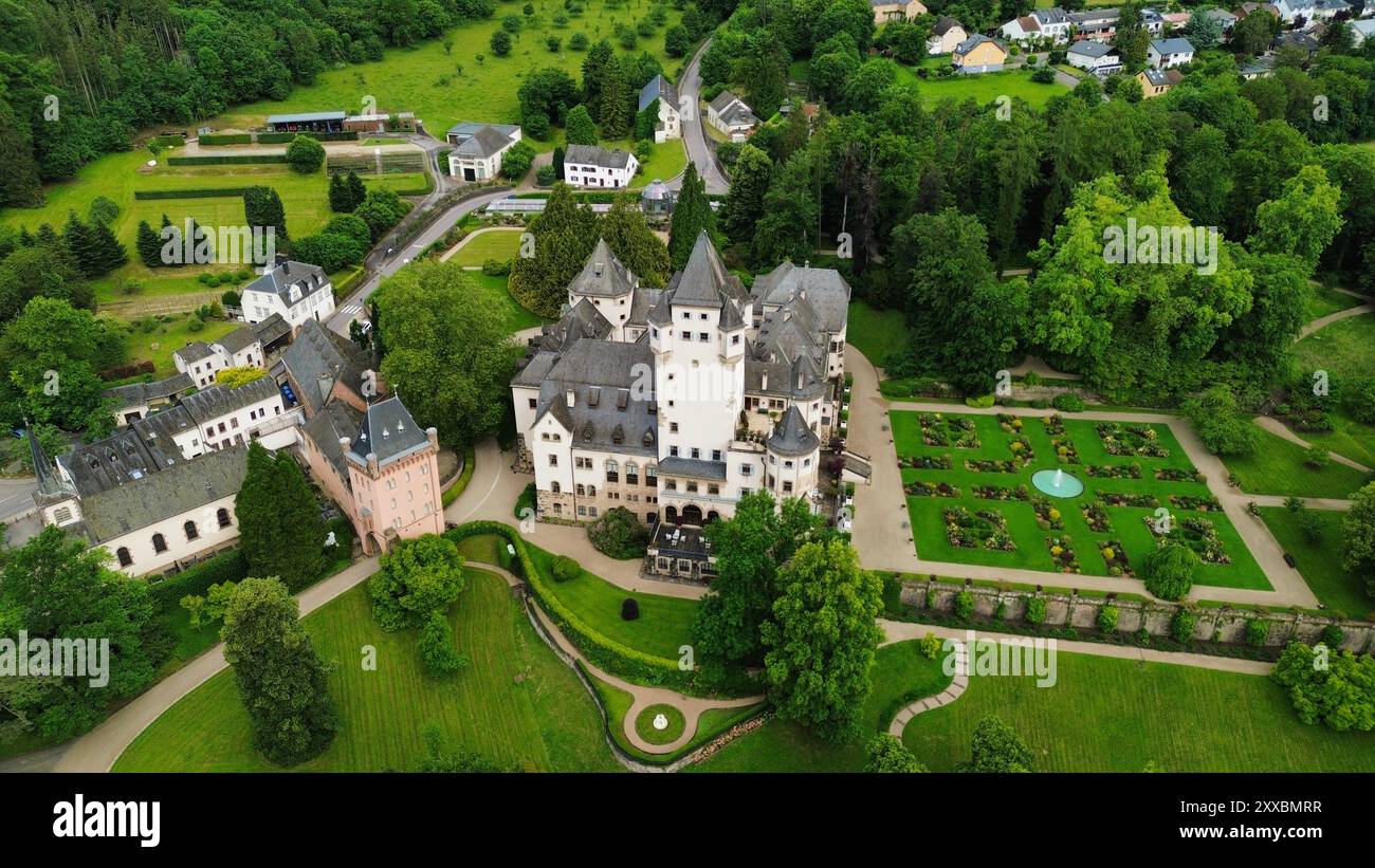 drone photo Colmar-Berg castle Luxembourg europe Stock Photo - Alamy