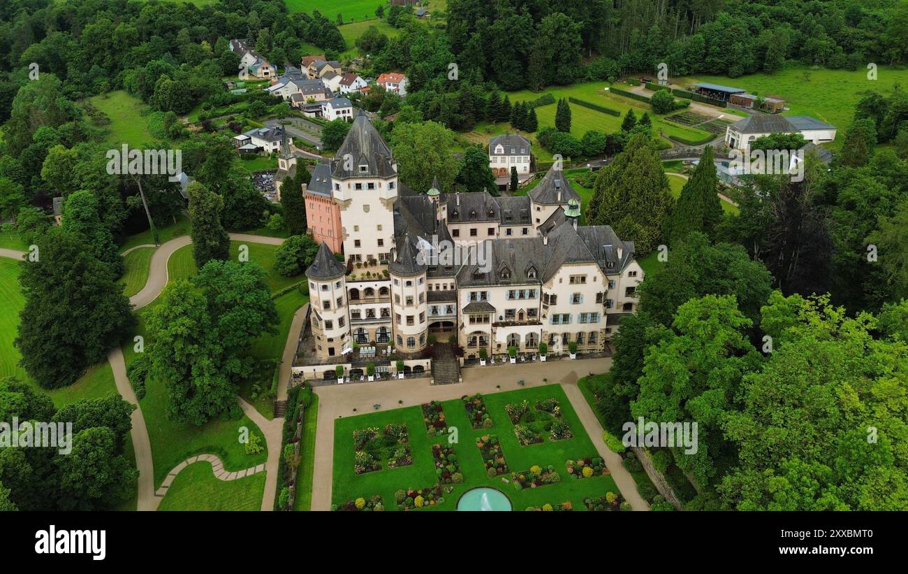 drone photo Colmar-Berg castle Luxembourg europe Stock Photo - Alamy