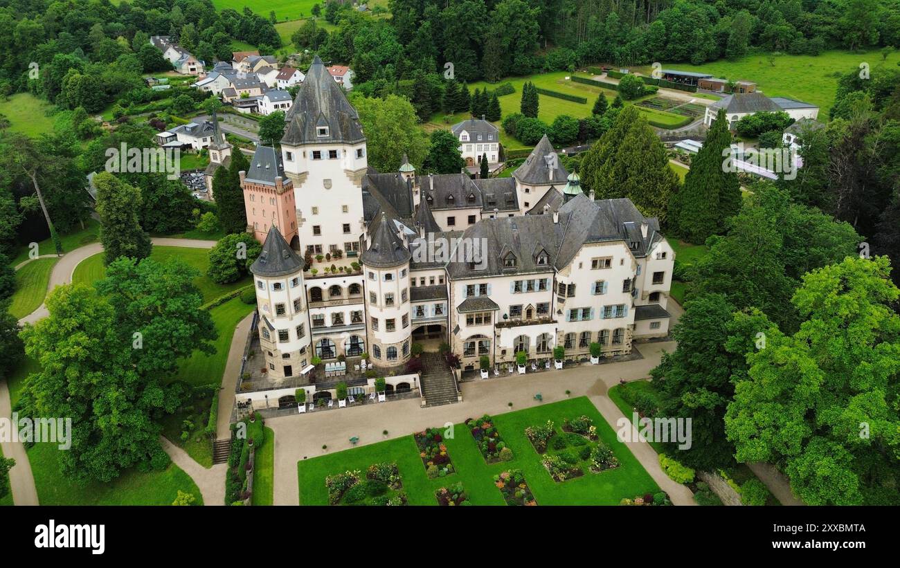 drone photo Colmar-Berg castle Luxembourg europe Stock Photo - Alamy