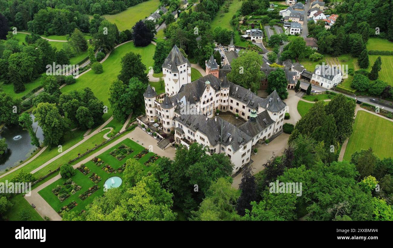 drone photo Colmar-Berg castle Luxembourg europe Stock Photo - Alamy