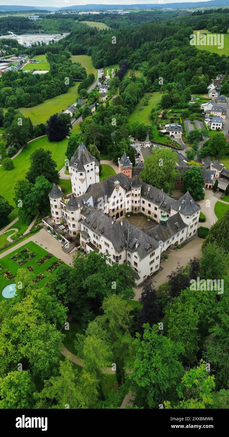 drone photo Colmar-Berg castle Luxembourg europe Stock Photo - Alamy