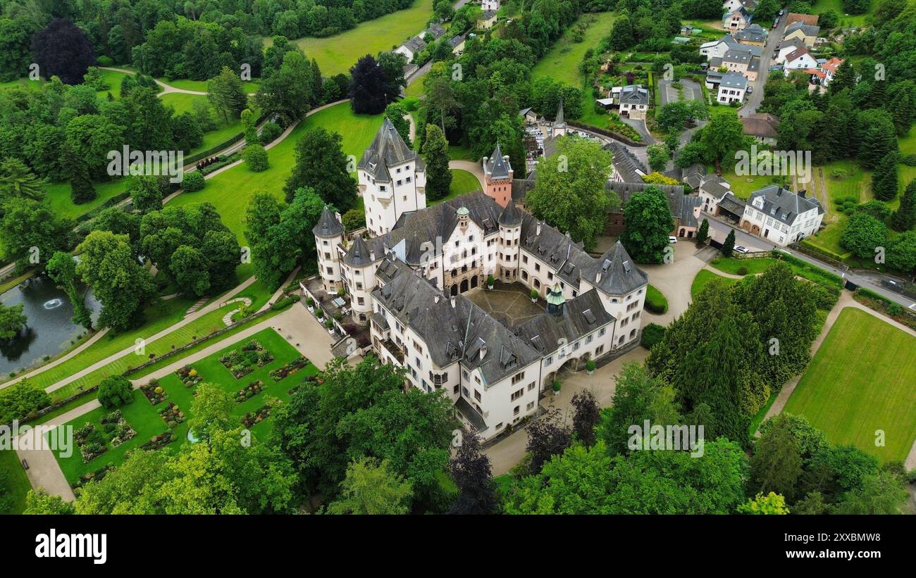 drone photo Colmar-Berg castle Luxembourg europe Stock Photo - Alamy