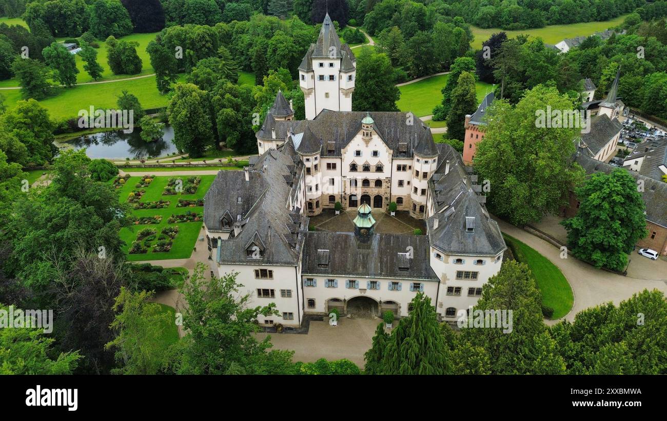 drone photo Colmar-Berg castle Luxembourg europe Stock Photo - Alamy