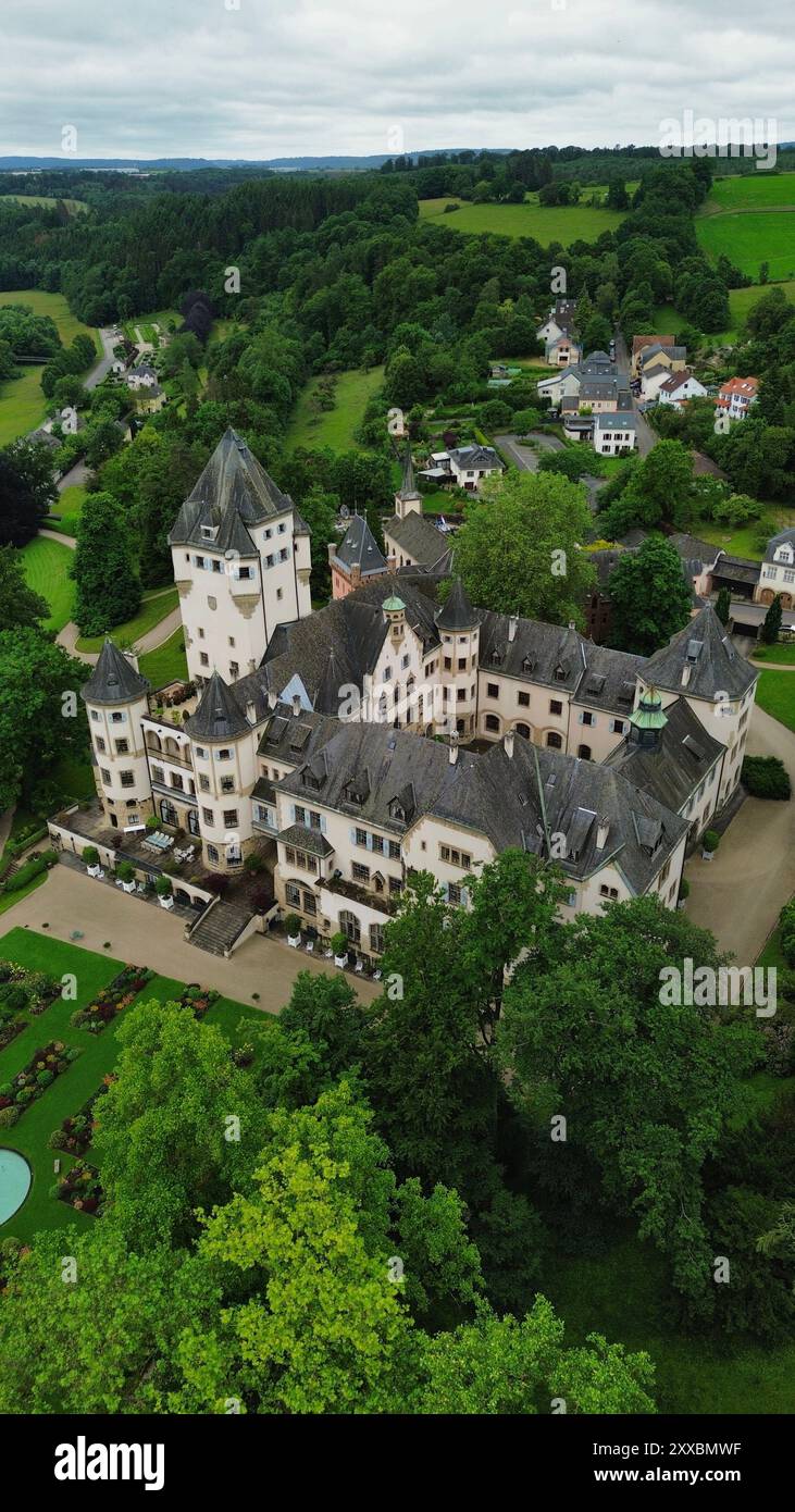 drone photo Colmar-Berg castle Luxembourg europe Stock Photo - Alamy