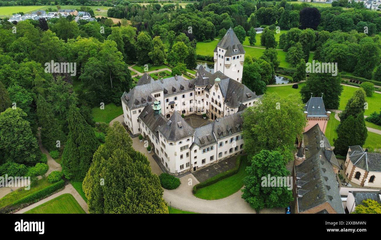 drone photo Colmar-Berg castle Luxembourg europe Stock Photo - Alamy