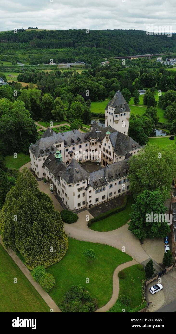 drone photo Colmar-Berg castle Luxembourg europe Stock Photo - Alamy