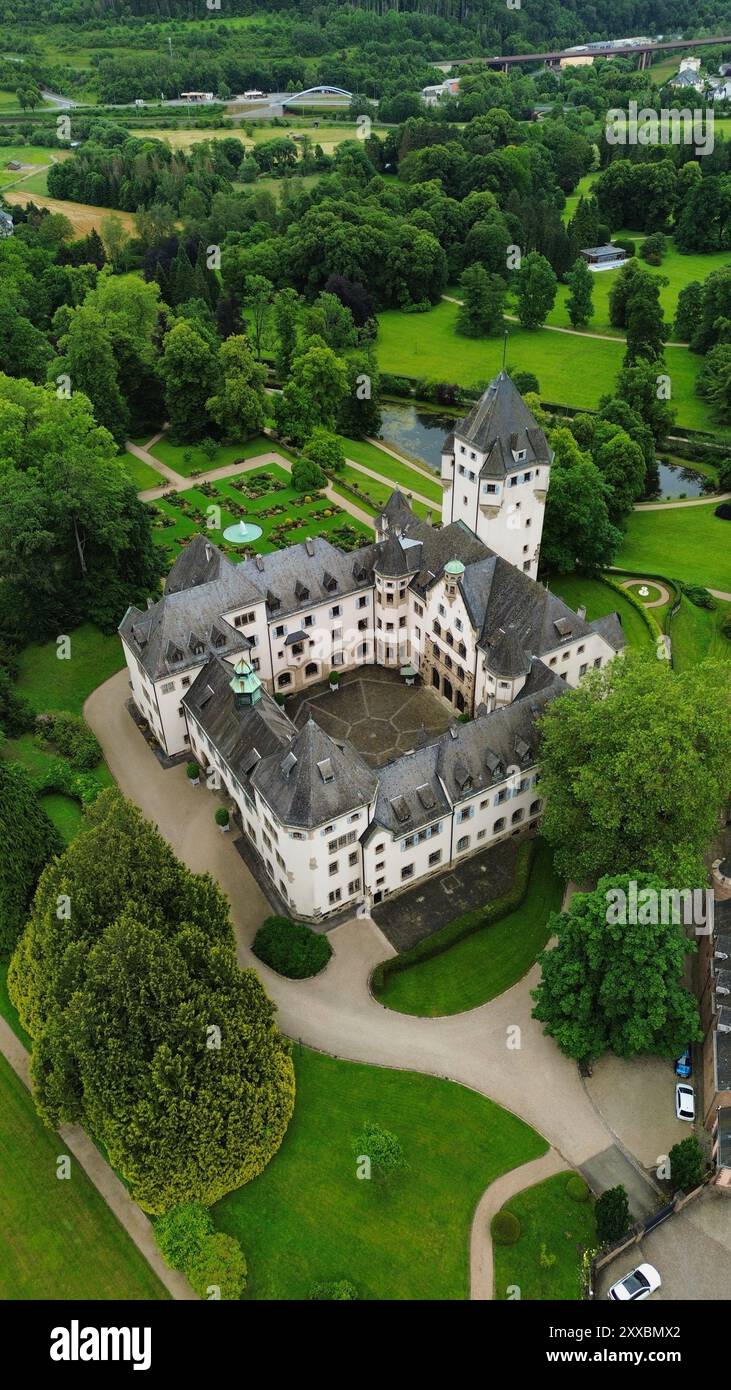 drone photo Colmar-Berg castle Luxembourg europe Stock Photo - Alamy