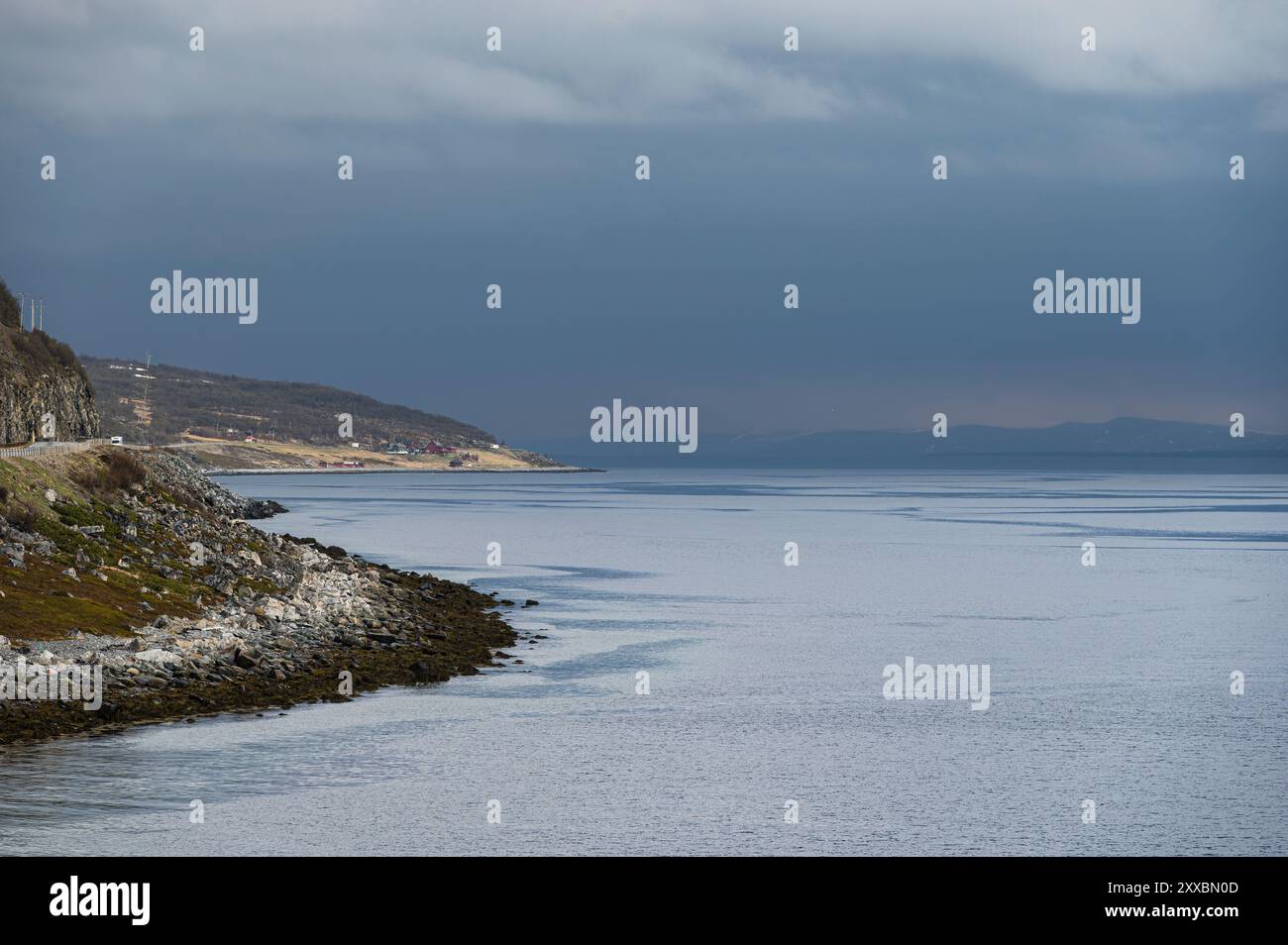 nordic landscape along the road from Alta to the Island of Mageroya ...