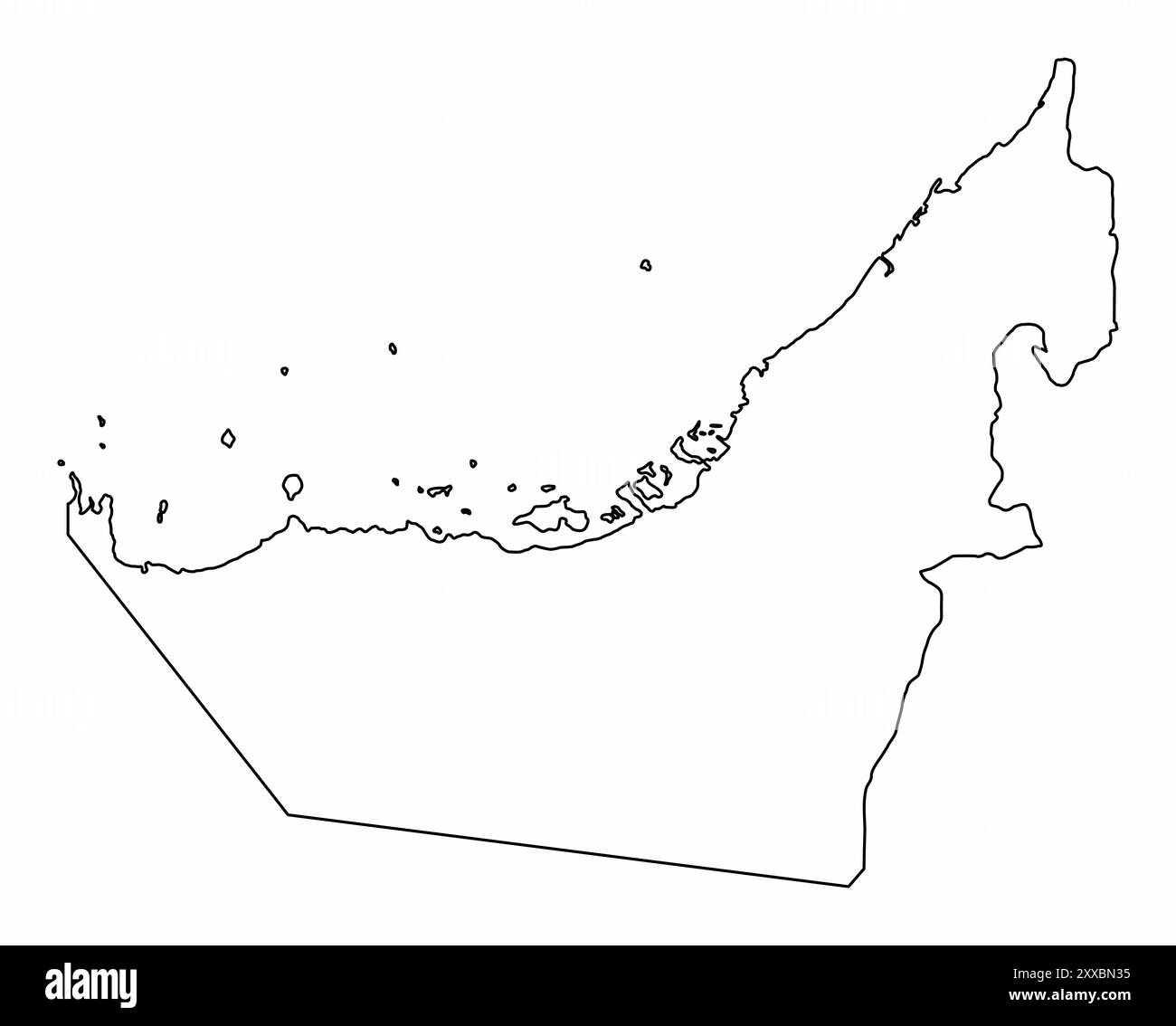 United Arab Emirates outline map isolated on white background Stock ...