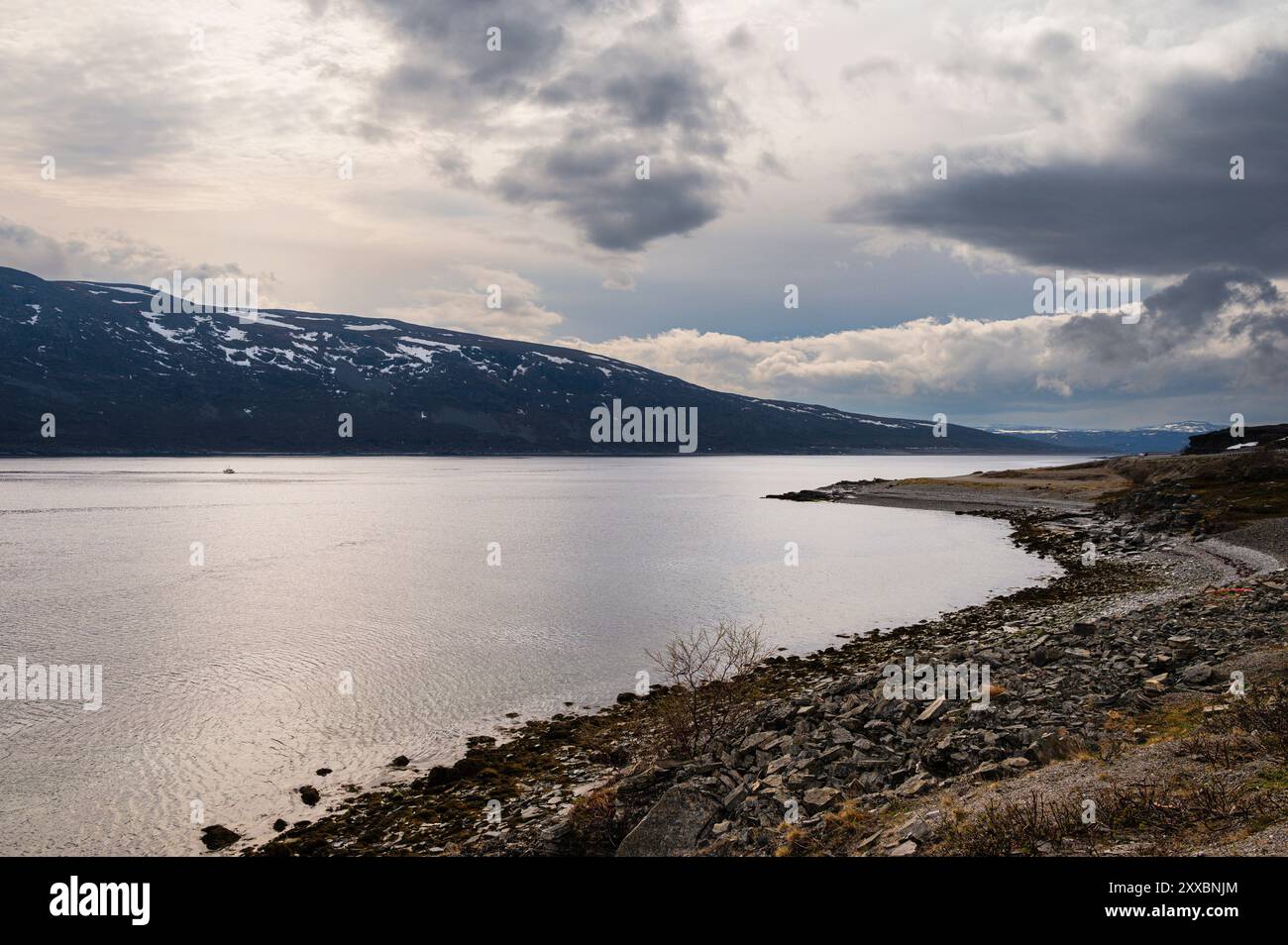 nordic landscape along the road from Alta to the Island of Mageroya ...