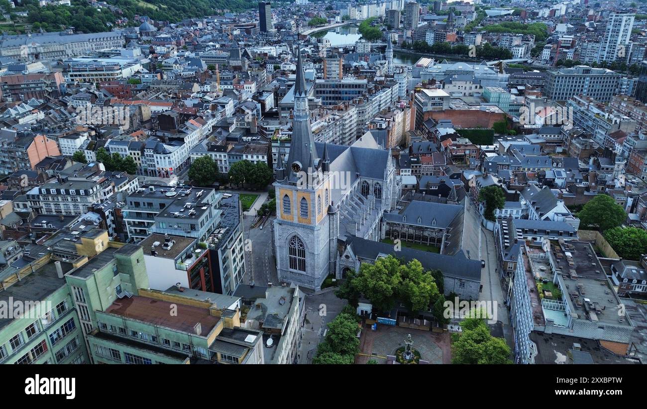 drone photo Liège Cathedral Belgium europe Stock Photo - Alamy