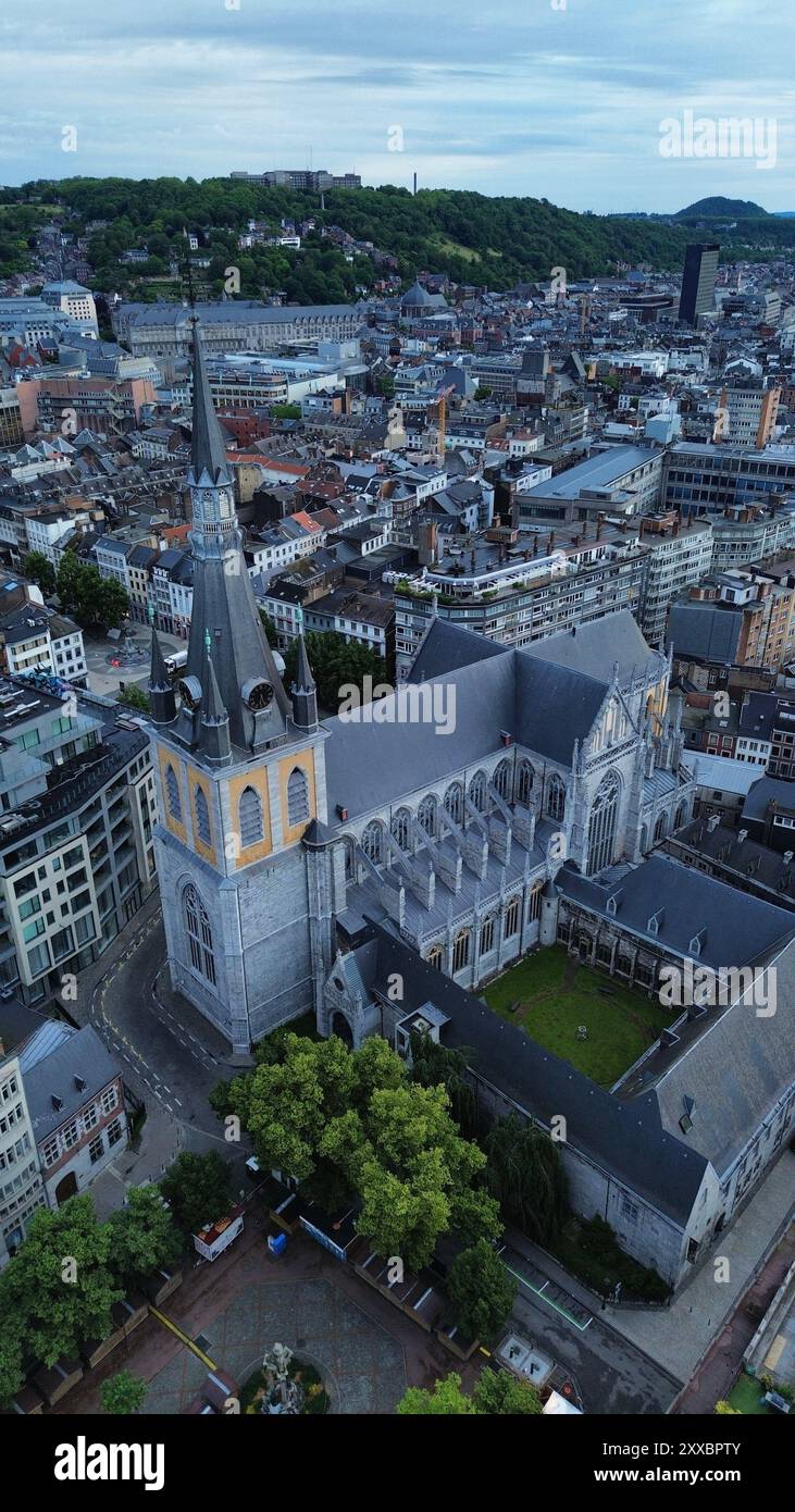 drone photo Liège Cathedral Belgium europe Stock Photo - Alamy