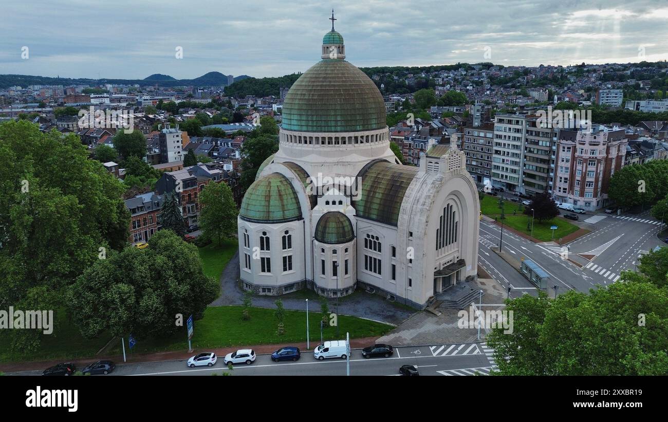 drone photo Saint Vincent church Liège Belgium europe Stock Photo - Alamy
