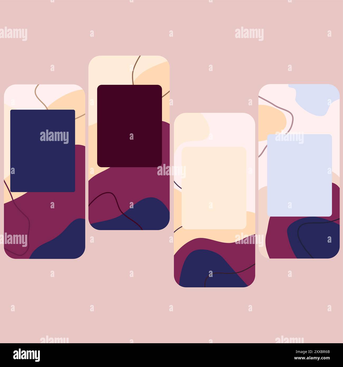 digital art piece features four smartphones arranged in a grid Each ...