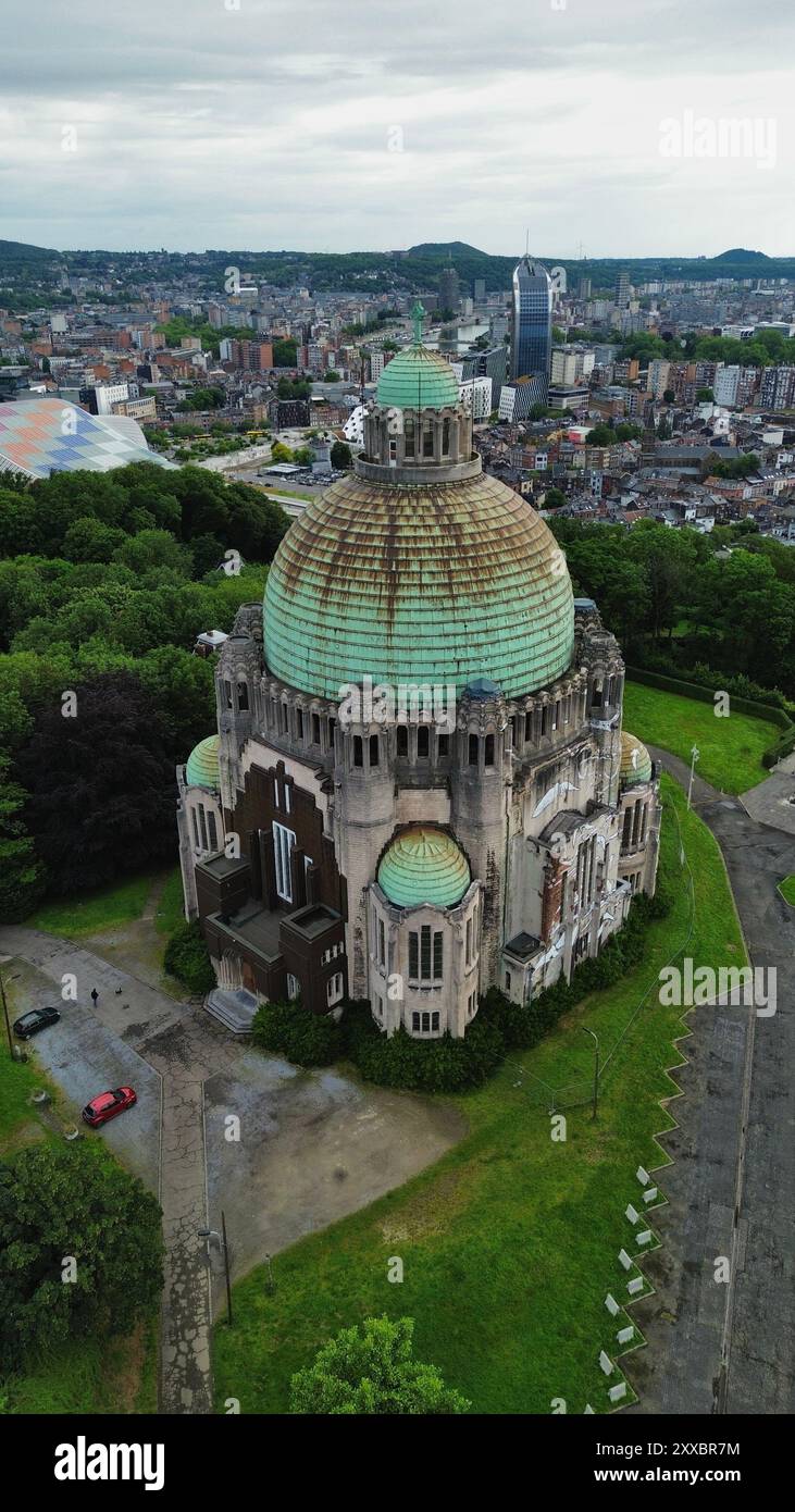 drone photo Church of the Sacred Heart of Cointe Liège Belgium europe ...