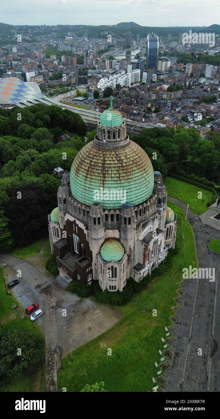 drone photo Church of the Sacred Heart of Cointe Liège Belgium europe ...