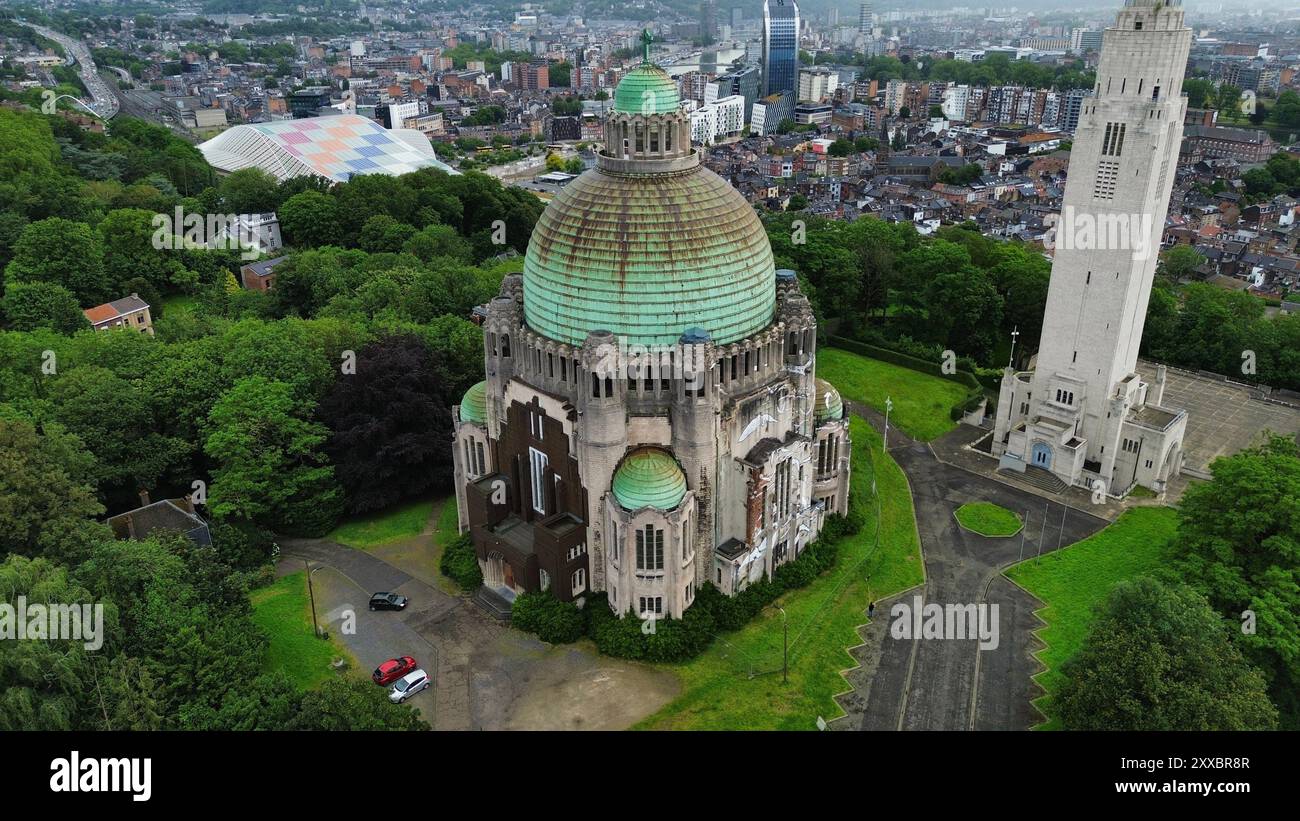 drone photo Church of the Sacred Heart of Cointe Liège Belgium europe ...