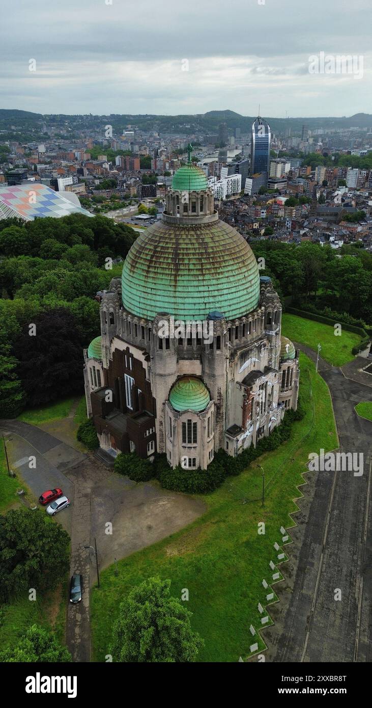 drone photo Church of the Sacred Heart of Cointe Liège Belgium europe ...