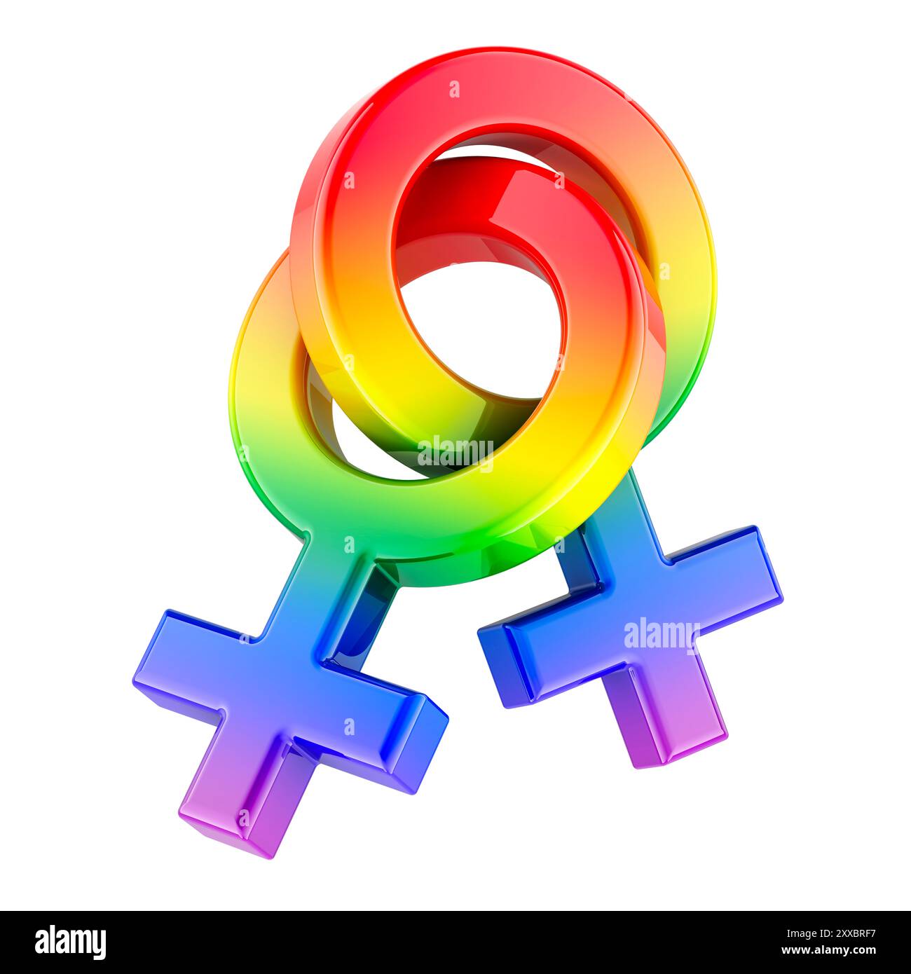 Double male symbol. Gay couple, relationship. 3D rendering isolated on ...