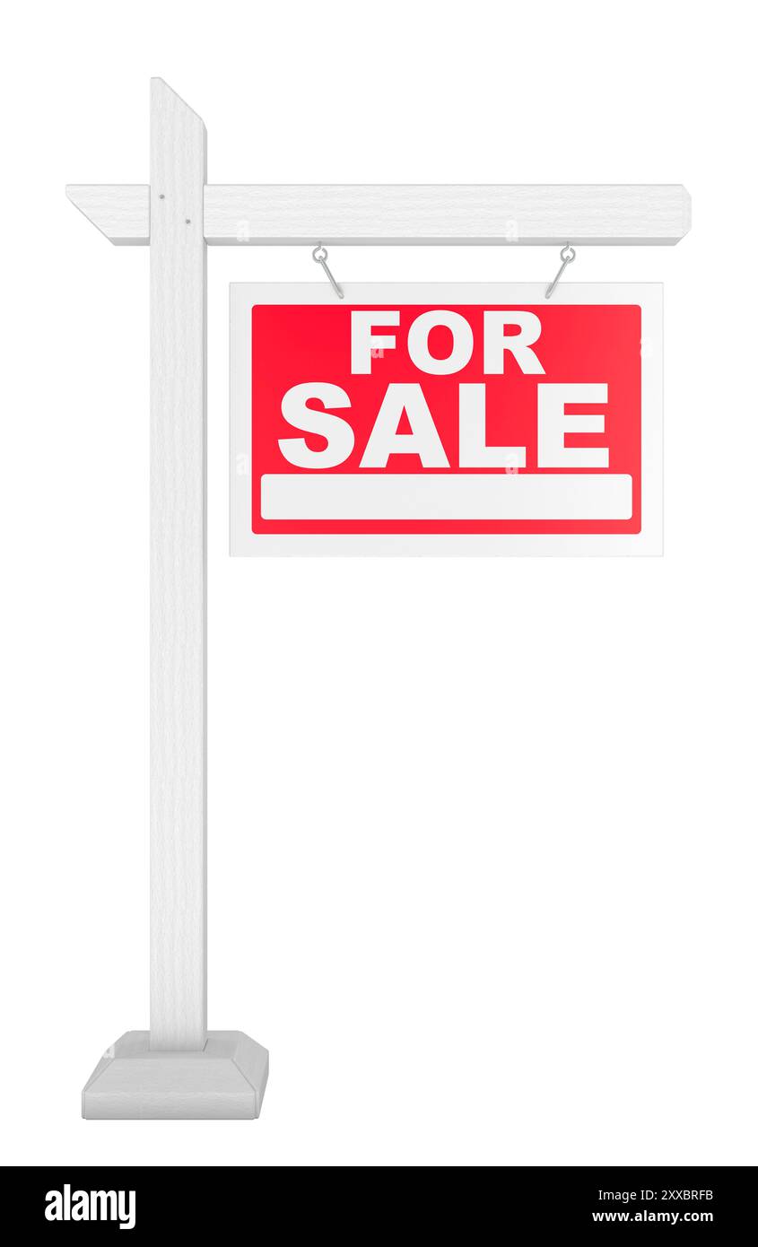 For Sale, real estate sign. 3D rendering isolated on white background ...