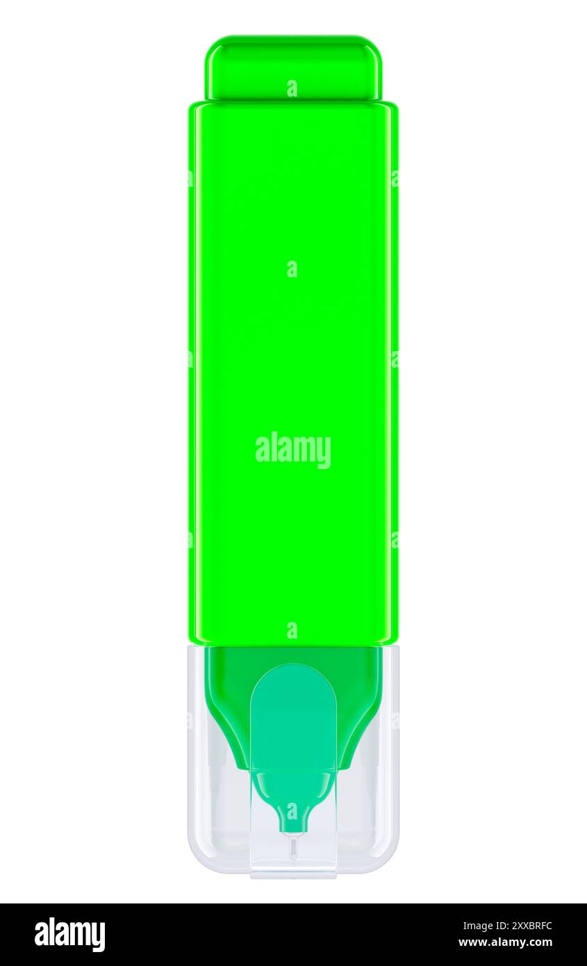 Green Correction Pen, 3D rendering isolated on white background Stock ...