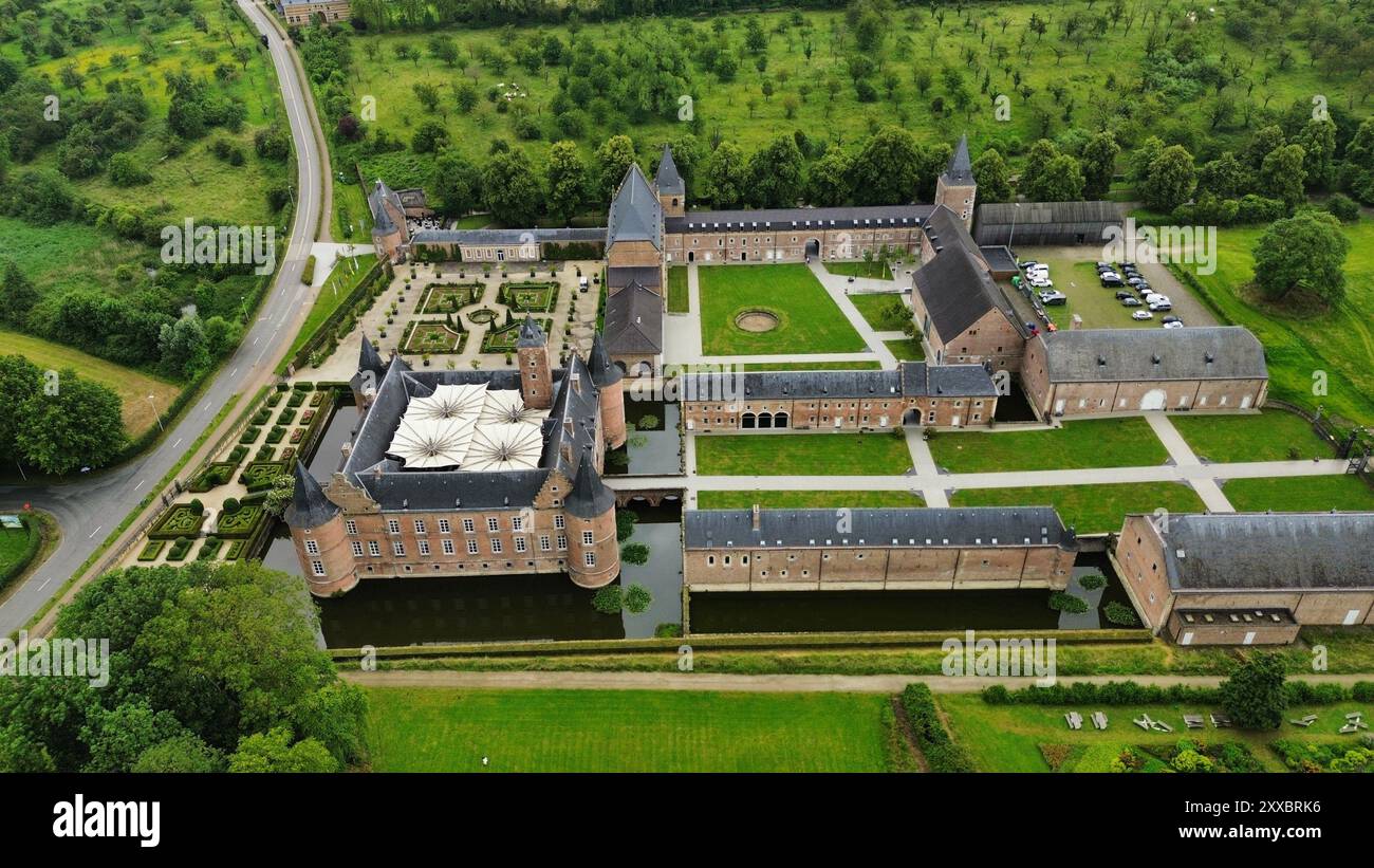 drone photo Alden Biesen castle Belgium europe Stock Photo - Alamy