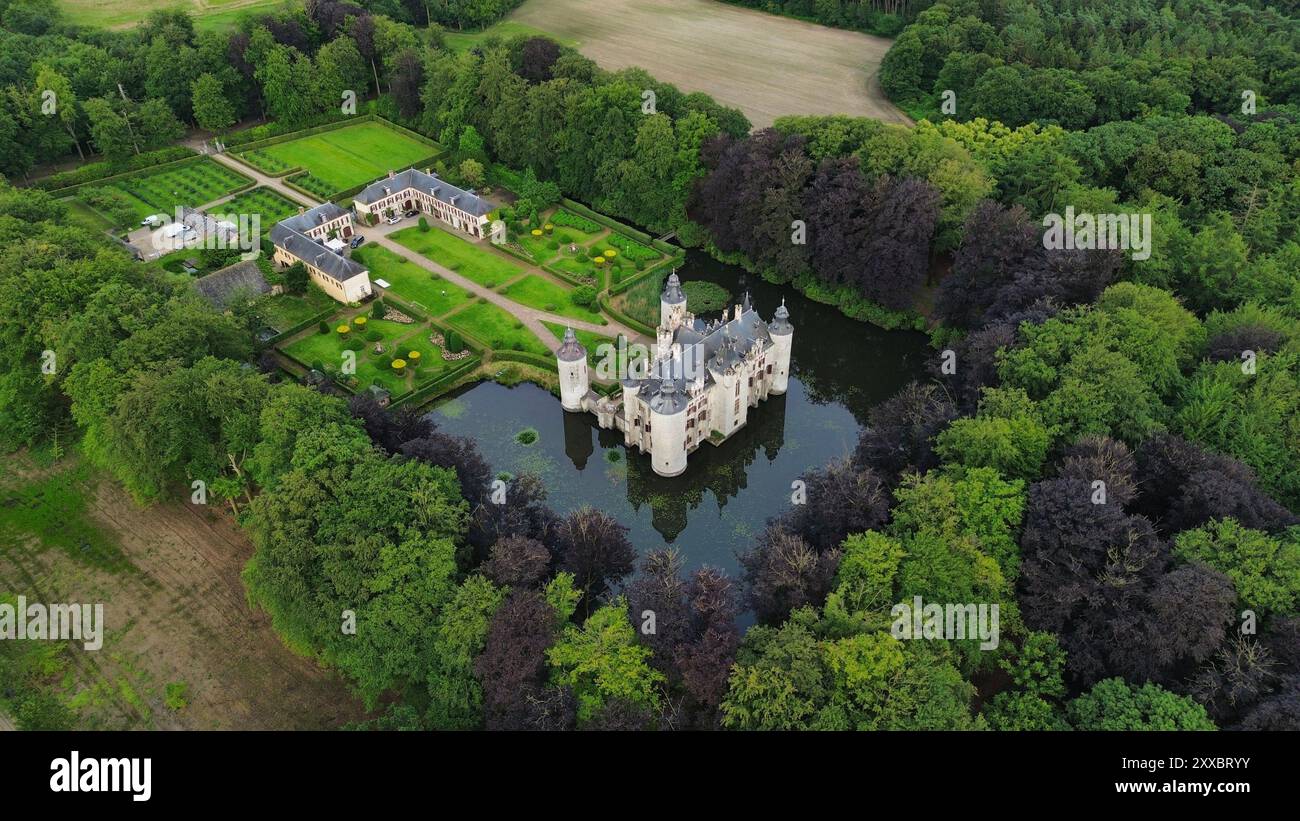 drone photo Borrekens castle Belgium europe Stock Photo - Alamy